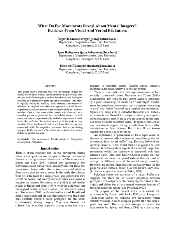 (PDF) What do eye movements reveal about mental imagery? Evidence from ...