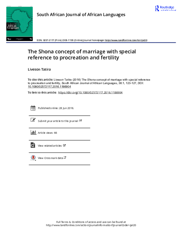 (PDF) The Shona concept of marriage with special reference to ...