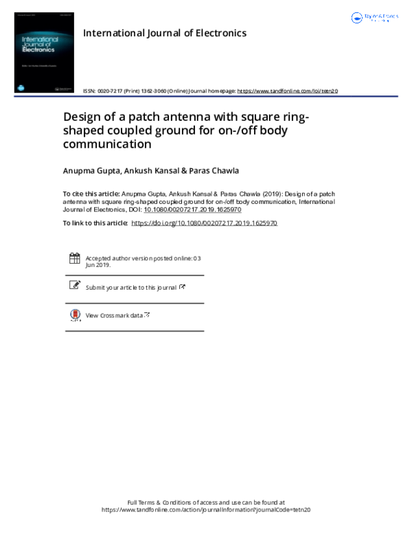 (PDF) Design of a patch antenna with square ring-shaped-coupled ground ...