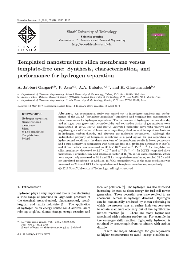 (PDF) Templated nanostructure silica membrane versus template free one ...