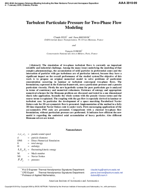 (PDF) Turbulent Particulate Pressure for Two-Phase Flow Modeling