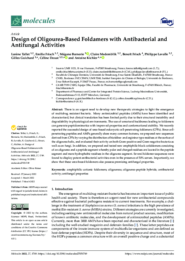 (PDF) Design of Oligourea-Based Foldamers with Antibacterial and ...