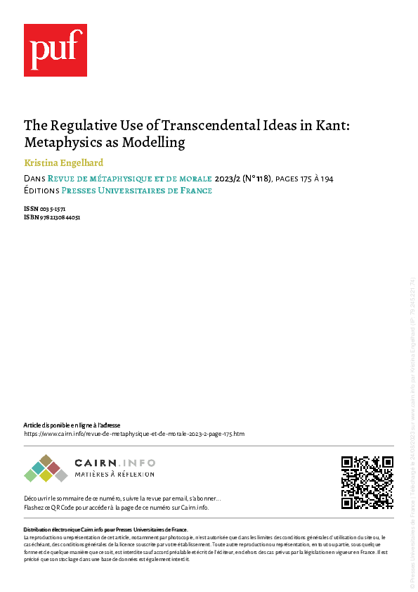 (PDF) The Regulative Use of Transcendental Ideas in Kant: Metaphysics ...