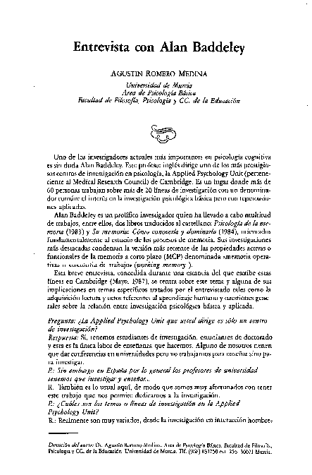 (PDF) Entrevista con Alan Baddeley