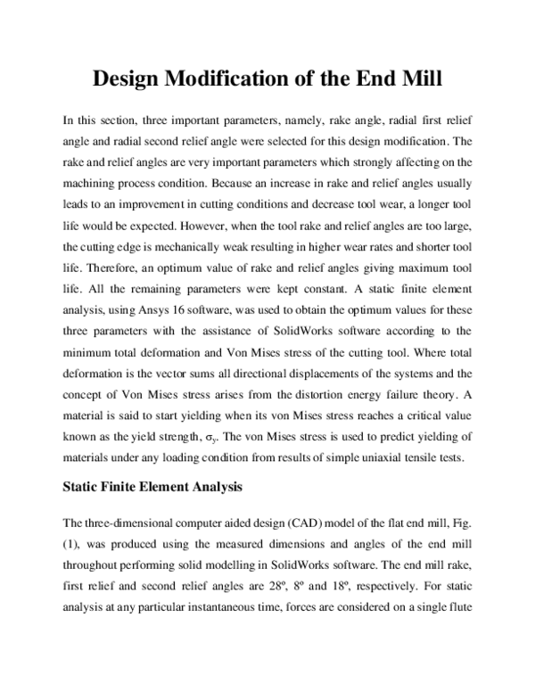 (PDF) Design Modification of the End Mill