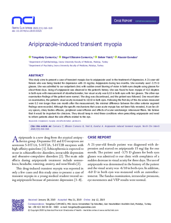(PDF) Aripiprazole induced transient myopia