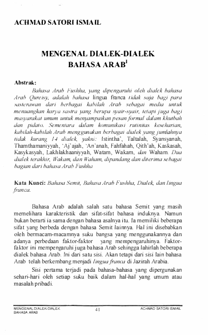 (PDF) Mengenal Dialek-Dialek Bahasa Arab