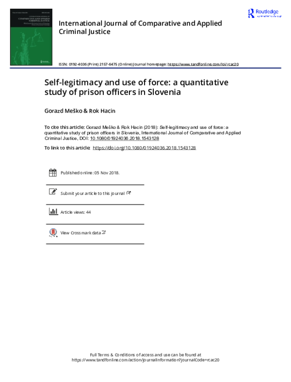 (PDF) Self-legitimacy and use of force: a quantitative study of prison ...