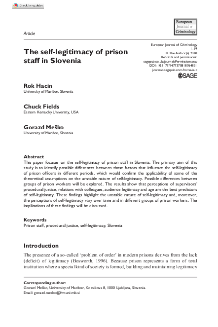 (PDF) The self-legitimacy of prison staff in Slovenia