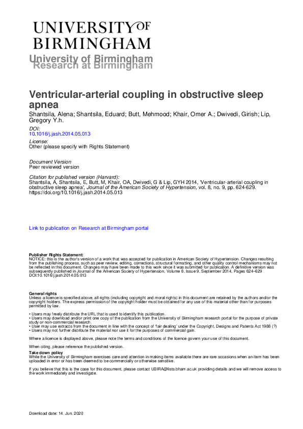 (PDF) Ventricular-arterial coupling in obstructive sleep apnea