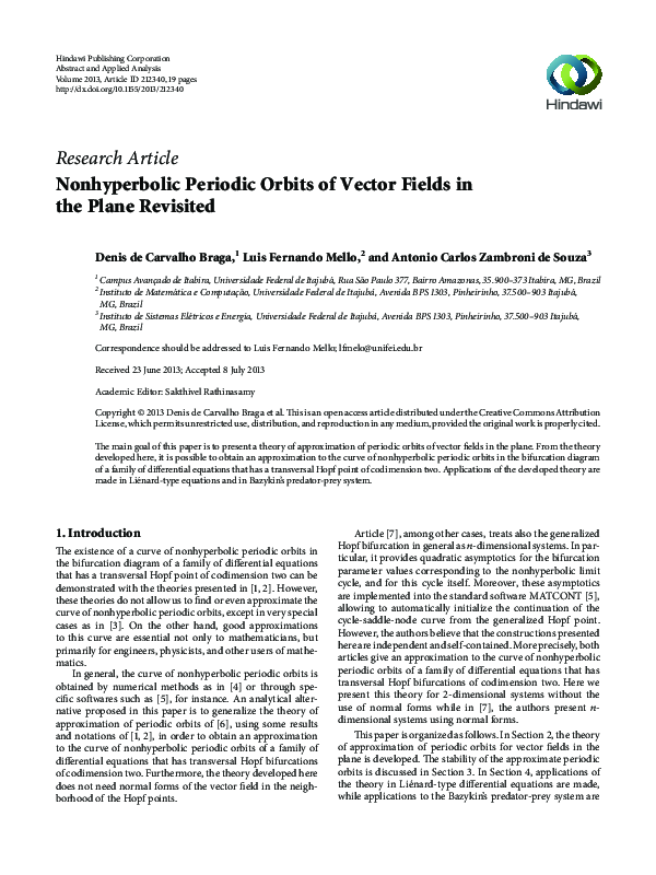 (PDF) Nonhyperbolic Periodic Orbits of Vector Fields in the Plane Revisited