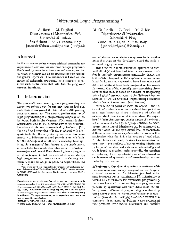 (PDF) Differential logic programming | Maria Meo - Academia.edu