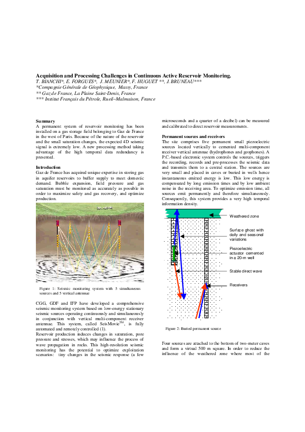 (PDF) Acquisition and processing challenges in continuous active reservoir monitoring