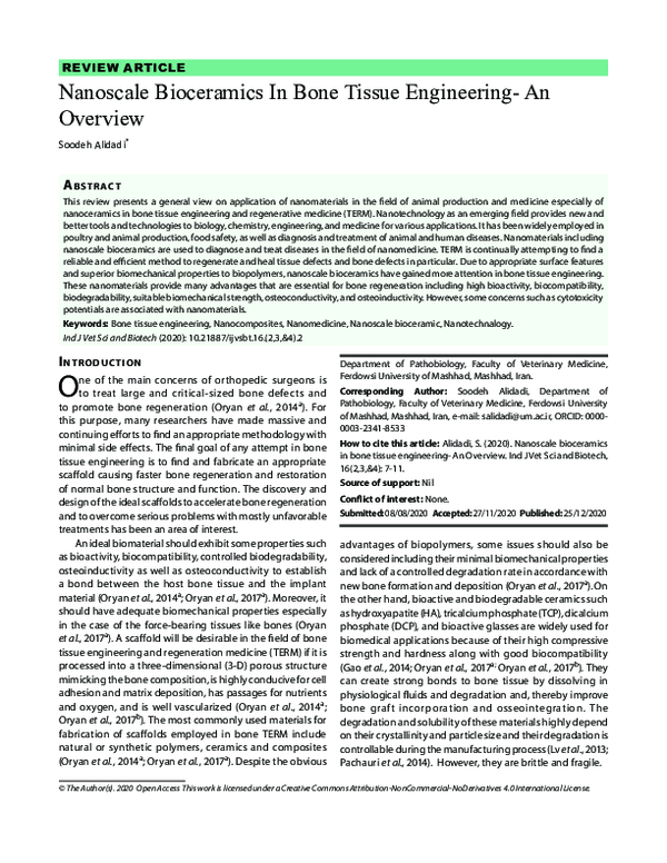 (PDF) Nanoscale Bioceramics In Bone Tissue Engineering- An Overview