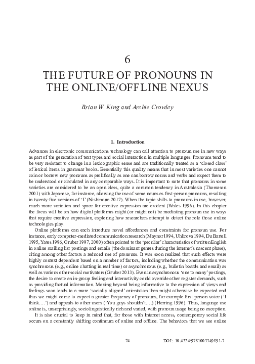 (PDF) The future of pronouns in the online/offline nexus (with Archie ...