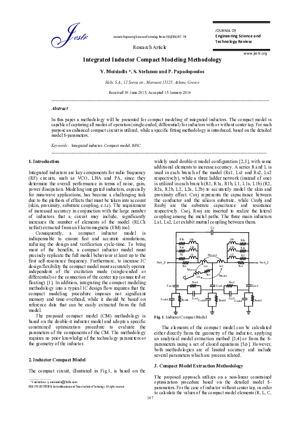 Pdf Integrated Inductor Compact Modeling Methodology