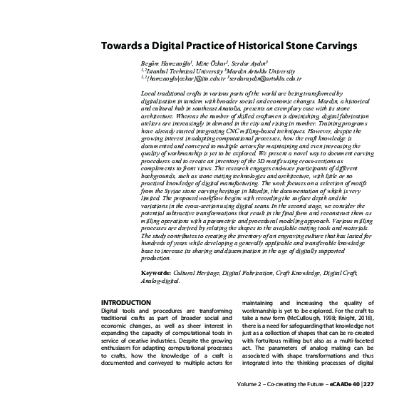 (PDF) Towards a Digital Practice of Historical Stone Carvings