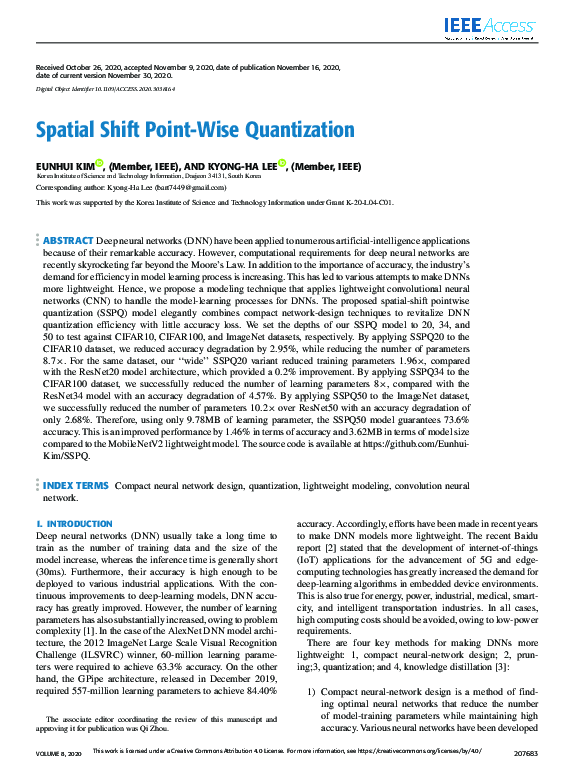 (PDF) Spatial Shift Point-Wise Quantization