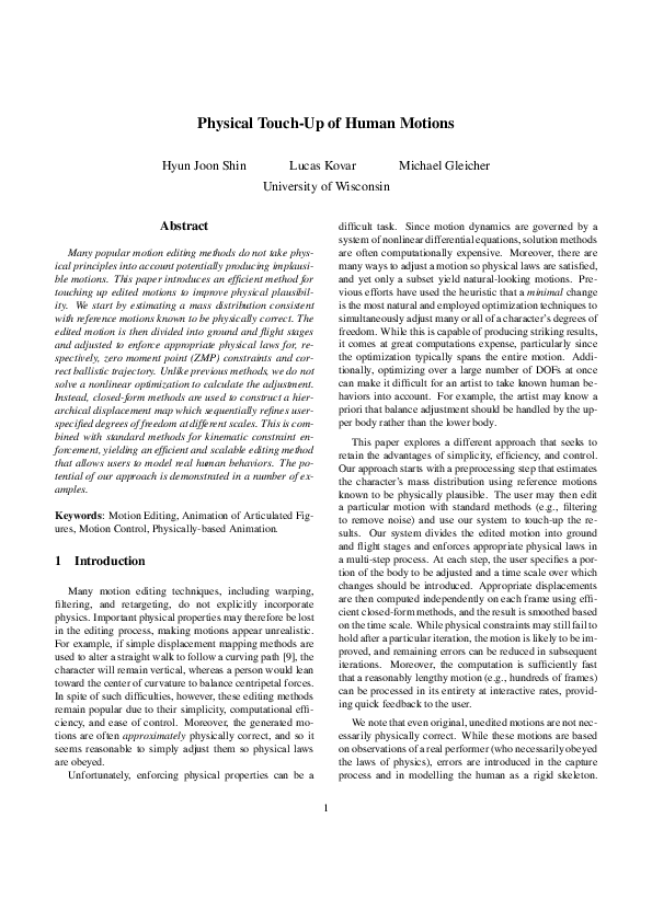 (PDF) Physical touch-up of human motions