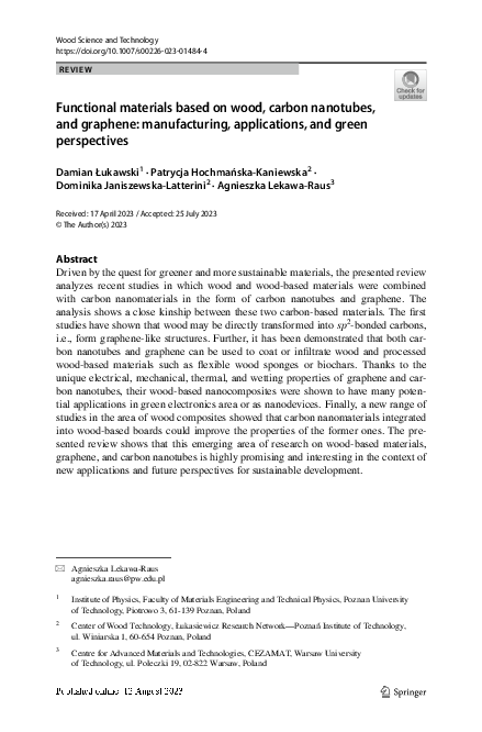 (PDF) Functional materials based on wood, carbon nanotubes, and graphene: manufacturing ...