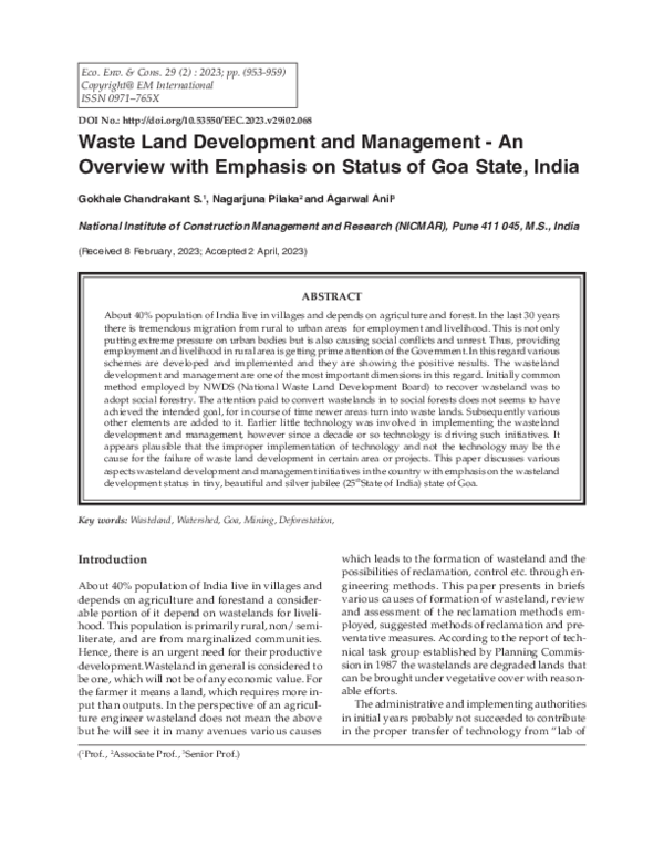 (PDF) Waste Land Development and Management - An Overview with Emphasis ...
