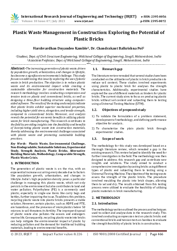 (PDF) Plastic Waste Management in Construction: Exploring the Potential ...