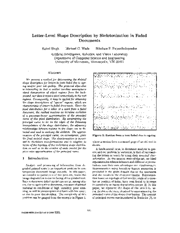 (PDF) Letter-level shape description by skeletonization in faded ...