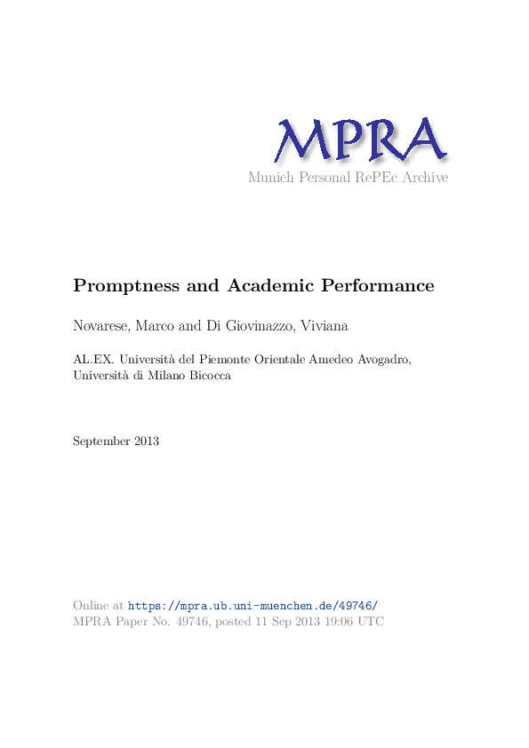 (PDF) Promptness and Academic Performance