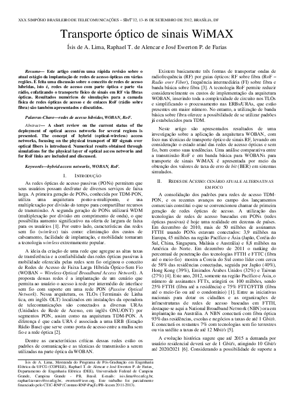 (PDF) Transporte óptico de sinais WiMAX | José Ewerton Farias ...