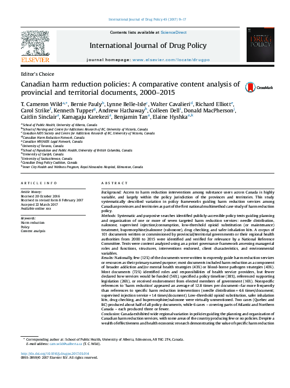 (PDF) Canadian harm reduction policies: A comparative content analysis ...
