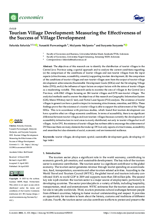 (PDF) Tourism Village Development: Measuring the Effectiveness of the ...