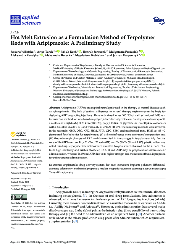 (PDF) Hot Melt Extrusion as a Formulation Method of Terpolymer Rods ...
