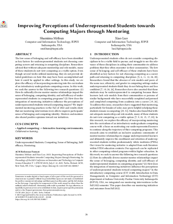 (PDF) Improving Perceptions of Underrepresented Students towards ...