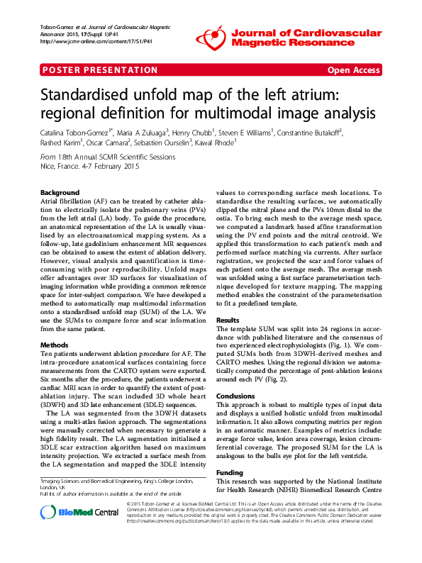 (PDF) Standardised unfold map of the left atrium: regional definition ...