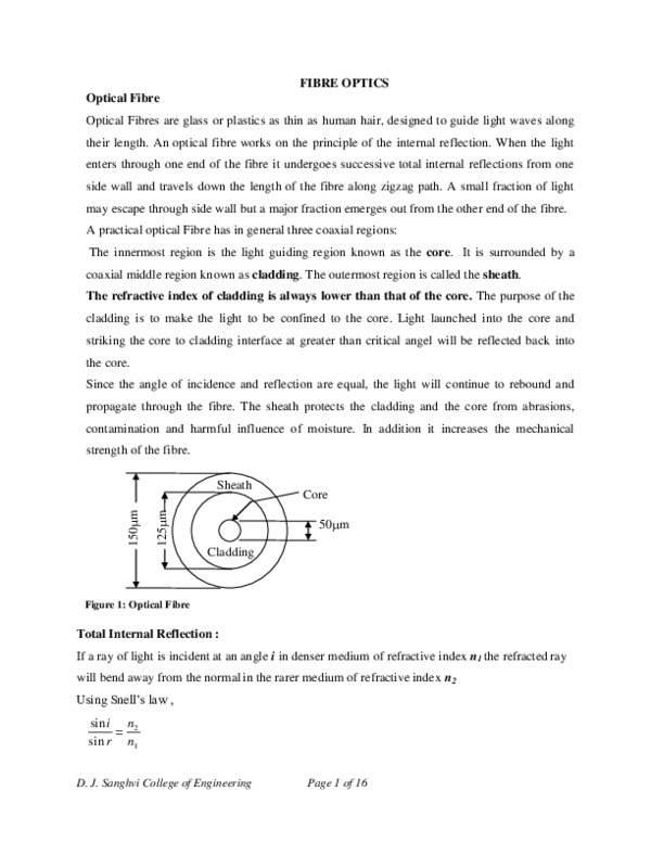 (PDF) FIBRE OPTICS notes