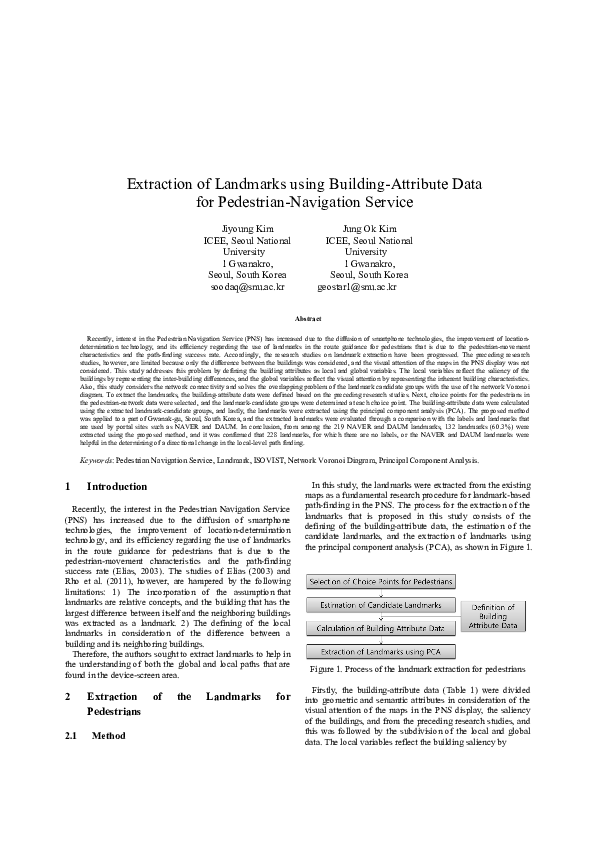 (PDF) Extraction of Landmarks Using Building Attribute Data for Pedestrian Navigation Service