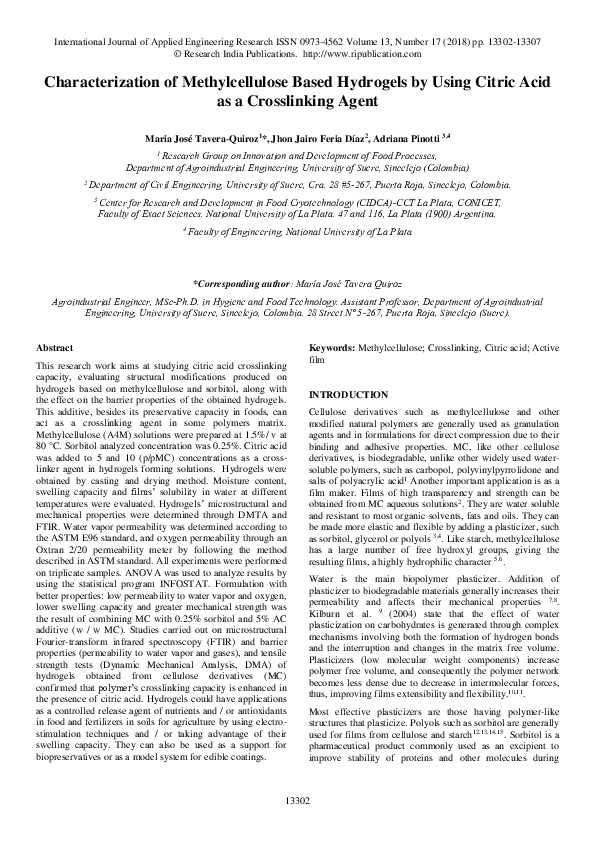 (PDF) Characterization of Methylcellulose Based Hydrogels by Using ...