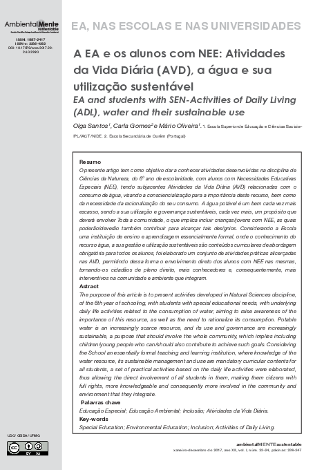 (PDF) EA and students with SEN: activities of daily living (ADL), water ...