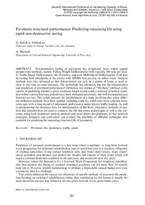 (PDF) Pavement structural performance: Predicting remaining life using ...