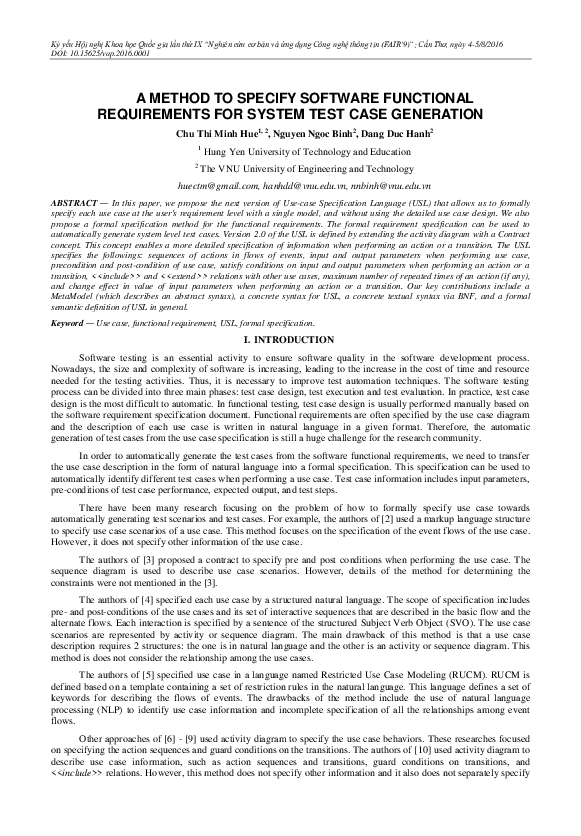(PDF) A Method to Specify Software Functional Requirements for System ...