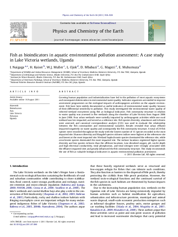 (PDF) Fish as bioindicators in aquatic environmental pollution ...