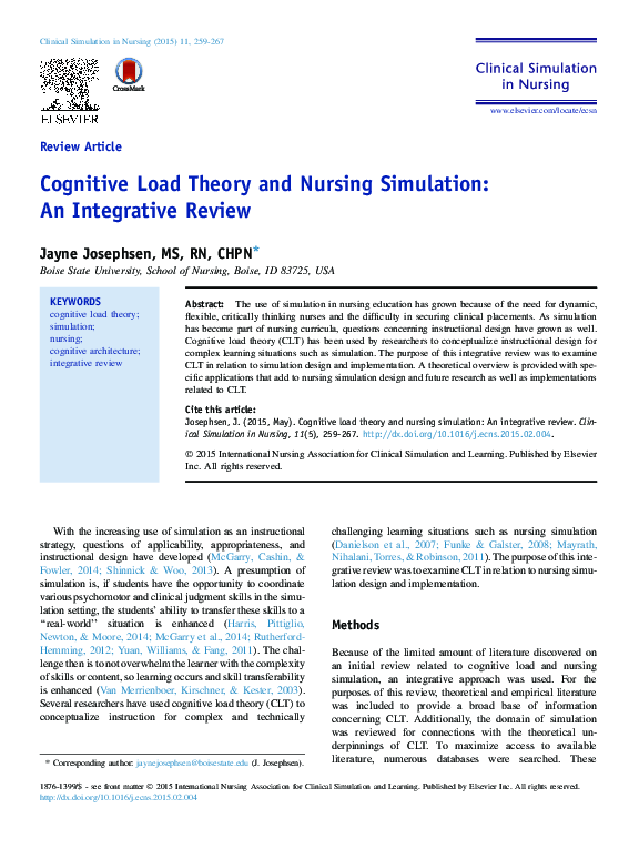 (PDF) Cognitive Load Theory and Nursing Simulation: An Integrative Review