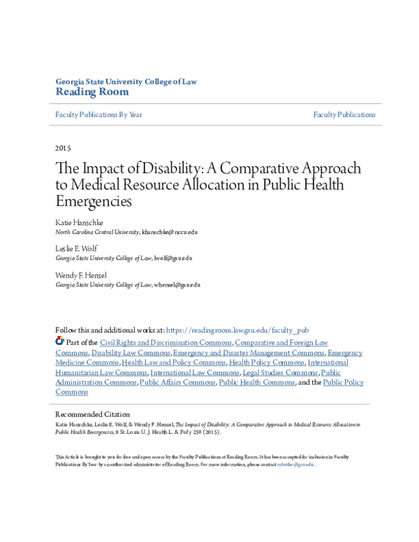 (PDF) The Impact of Disability: A Comparative Approach to Medical ...