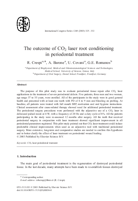 (PDF) The outcome of CO2 laser root conditioning in periodontal treatment