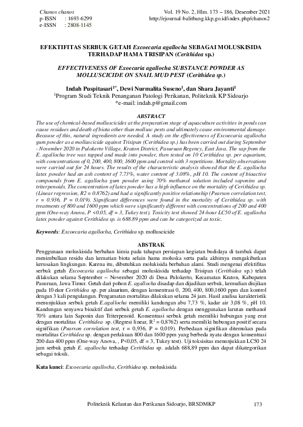 (PDF) EFFECTIVENESS OF Exoecaria agallocha SUBSTANCE POWDER AS ...