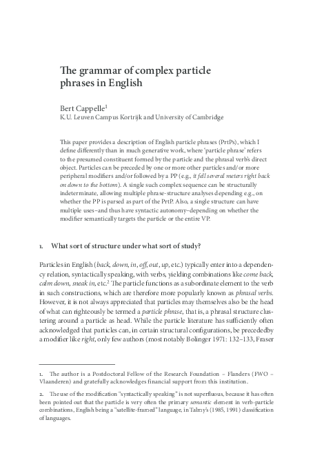 (PDF) The grammar of complex particle phrases in English