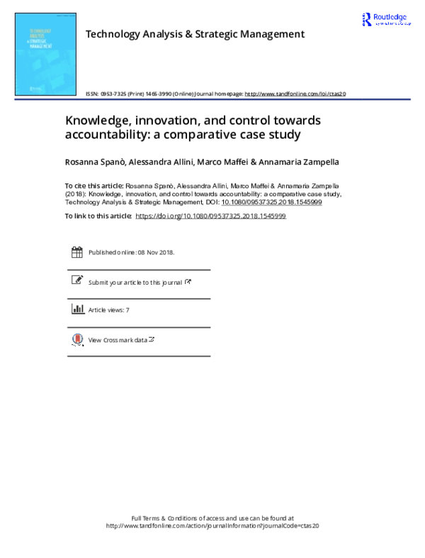 (PDF) Knowledge, innovation, and control towards accountability: a comparative case study