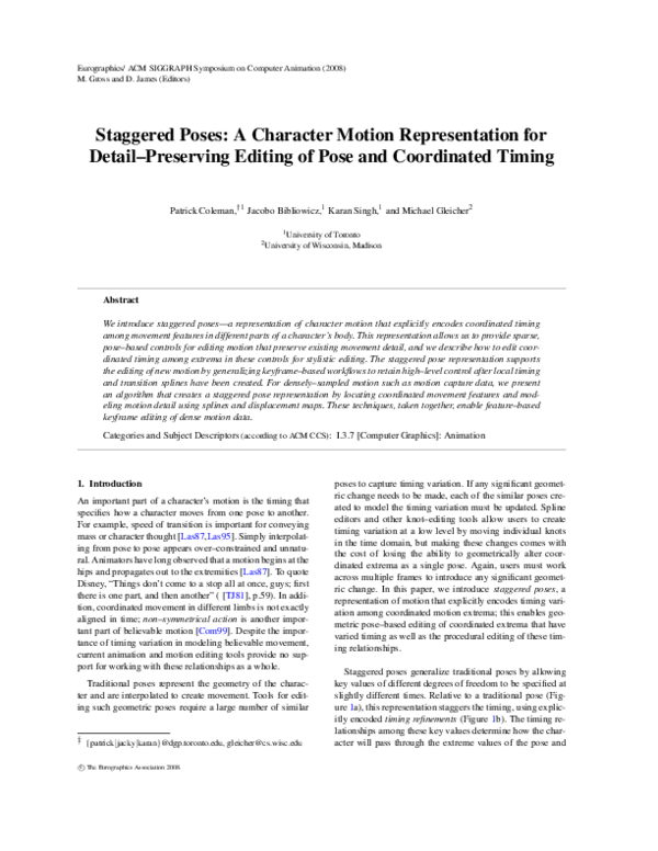 (PDF) Staggered poses: a character motion representation for detail-preserving editing of pose ...
