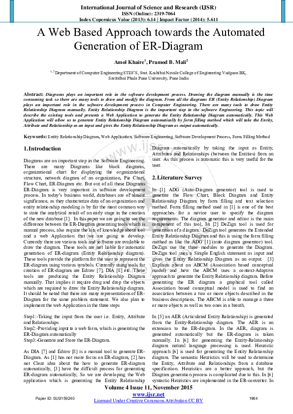 (PDF) A Web Based Approach towards the Automated Generation of ER-Diagram