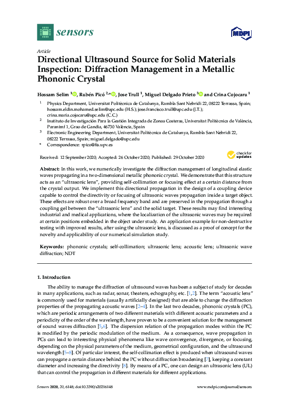 Pdf Directional Ultrasound Source For Solid Materials Inspection